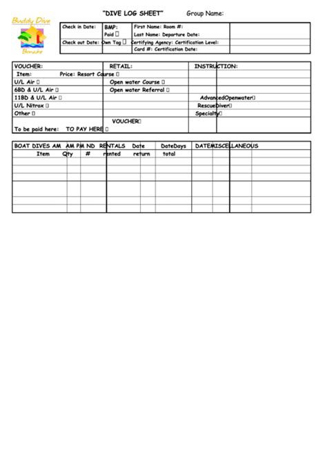 Dive Log Template