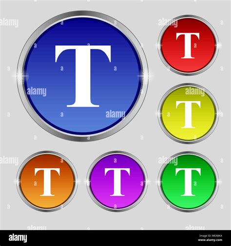 Text Edit Icon Sign Round Symbol On Bright Colourful Buttons Vector Illustration Stock Vector