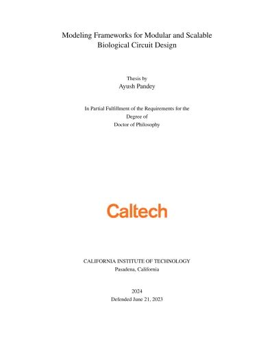 Modeling Frameworks For Modular And Scalable Biological Circuit Design