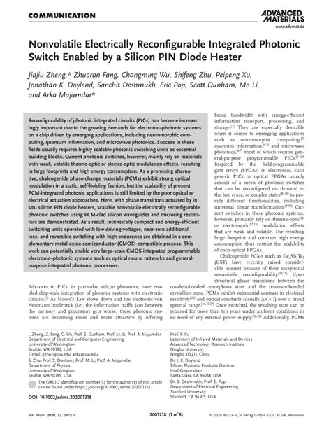 Nonvolatile Electrically Reconfigurable Integrated Photonic Switch