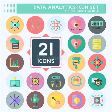 Data Analytics Icon Set Suitable For Data Analytics Symbol Flat Style