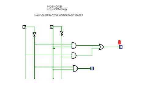 CircuitVerse HALF SUBTRACTOR USING BASIC GATES