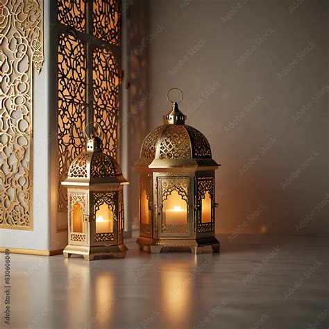 Islamic Eid Ul Adha Gold And White Background Lamp Lighting Horizontal Post Background Hd