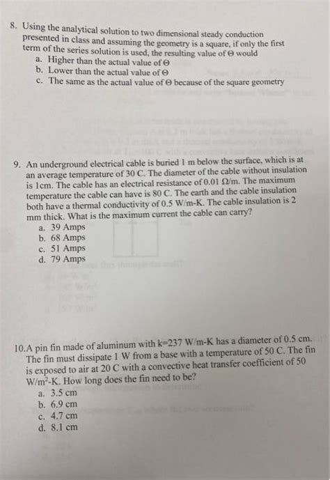 Solved 8 Using The Analytical Solution To Two Dimensional