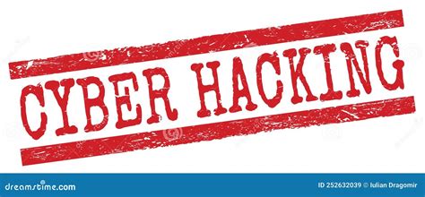 Cyber Hacking Text On Red Lines Stamp Sign Stock Illustration