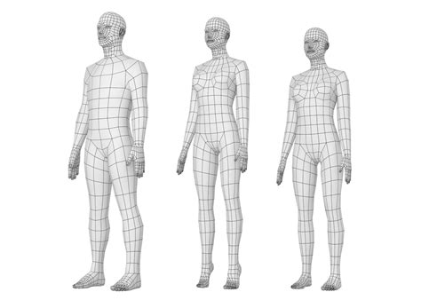Natural Male And Female In Rest Pose Base Mesh 3d Model By Valerii Kaliuzhnyi