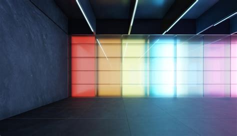 Premium Photo 3d Beautiful Translucent Colorful Glass Wall Interior