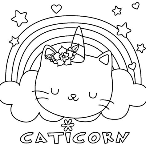 Dibujo De Gato Unicornio Para Colorear Wonder