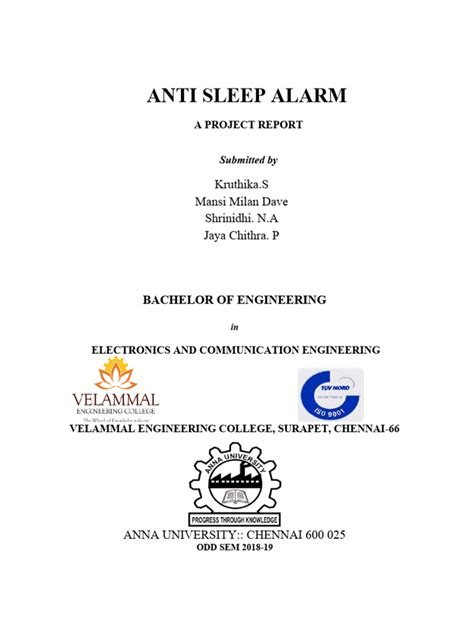 Mini Project Anti Sleep Alarm Report Pdf Electrical Engineering