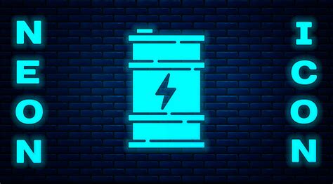 벽돌 벽 배경에 고립 된 빛나는 네온 바이오 연료 배럴 아이콘 에코 바이오 및 캐니스터 녹색 환경과 재활용 벡터 0명에 대한 스톡 벡터 아트 및 기타 이미지 Istock