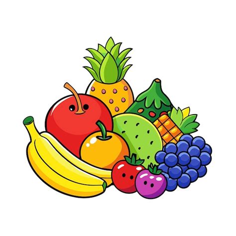 다양한 유형의 과일 터 일러스트레이션 개념 프리미엄 벡터