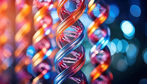 Illuminated Dna Strands Exhibit Vibrant Colors And Intricate Details