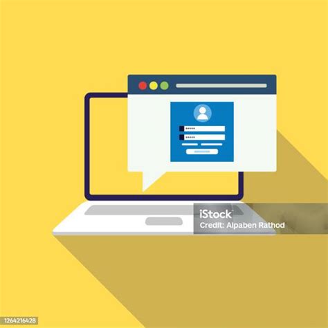 랩톱 화면에 로그인 페이지 노트북 및 온라인 로그인 양식 로그인 페이지 사용자 프로필 계정 개념에 대한 액세스 벡터 그림입니다 스톡 일러스트레이션 유권자 등록에 대한 스톡