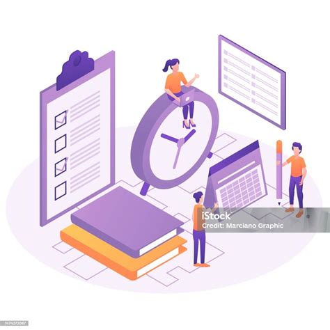 시간 관리 개념입니다 웹 배너 인포 그래픽 영웅 이미지에 사용할 수 있습니다 흰색 배경에 격리된 플랫 아이소메트릭 벡터 그림 시간에 대한 스톡 벡터 아트 및 기타 이미지