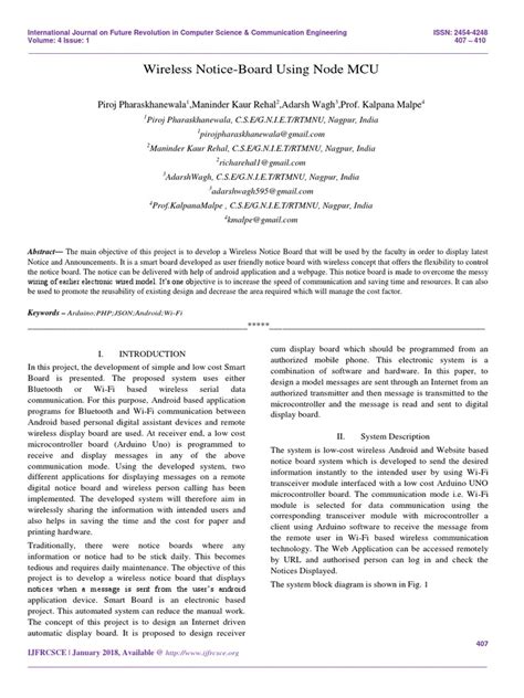 Wireless Notice Board Using Node Mcu Pdf Arduino Microcontroller