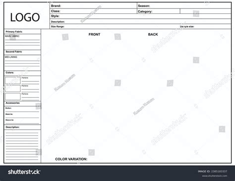 Editable Tech Pack Layout Template Garment Stock Vector Royalty Free 2385183337 Shutterstock