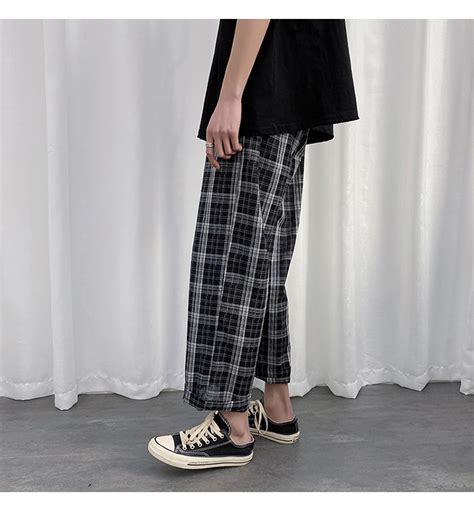 การซื้อเวลา จำกัดกางเกงลายสก็อตdkเครื่องแบบกางเกงชายลายสก๊อต禁欲ลมหนาวหลวมตรงสบายๆกางเกงเวอร์ชั่น