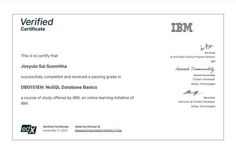 Josyula Sai Susmitha On Linkedin Edx Ibm Newcourse