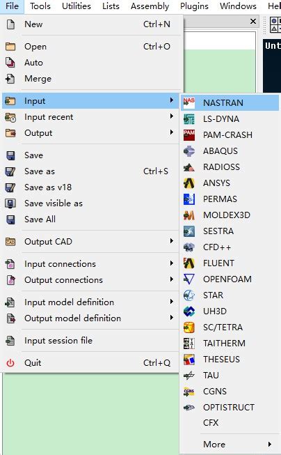 在ansa软件中进行有限元模型文件格式转换