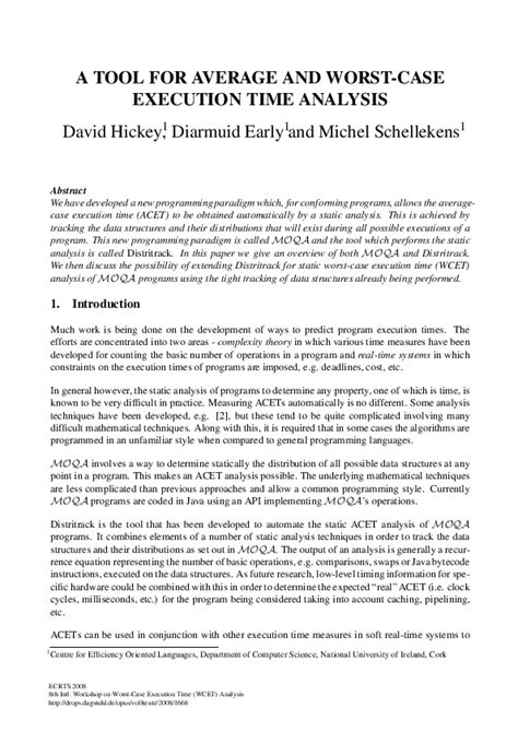 Pdf A Tool For Average And Worst Case Execution Time Analysis
