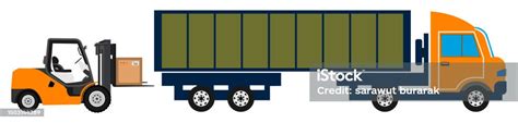 팔레트 상자를 트럭에 지게차 적재 물류 개념 흰색 배경에 분리된 벡터 그림입니다 주당순이익 10 개체 그룹에 대한 스톡 벡터 아트 및 기타 이미지 Istock