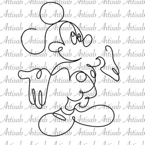 Mickey Mouse Line Drawing Etsy