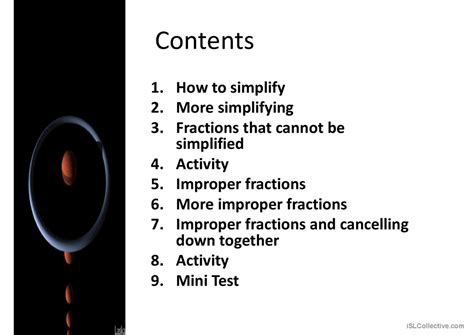 Simplifying Fractions English ESL Powerpoints