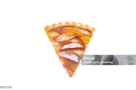 Apricot Tart With Sugar Sprinkle On A White Isolated Backgrond Stock
