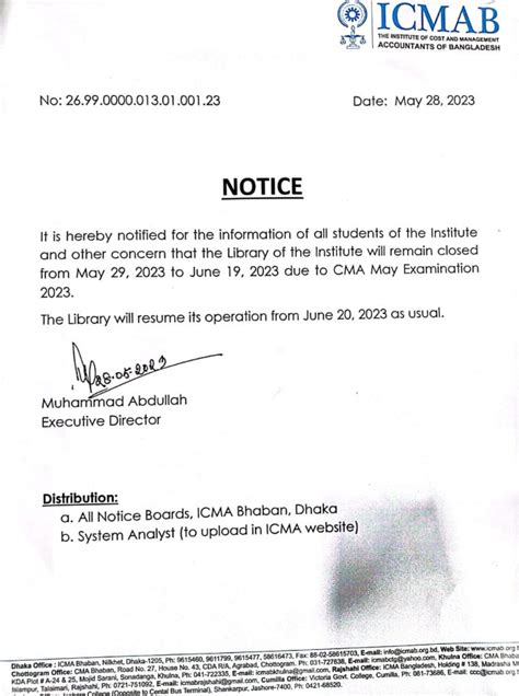 Notice From Icmab Library Welcome To Icmab