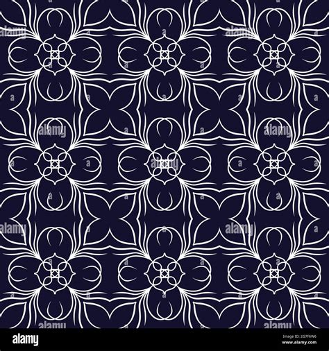 Illustration Of Bright Ornamental Repeated Pattern On Dark Blue