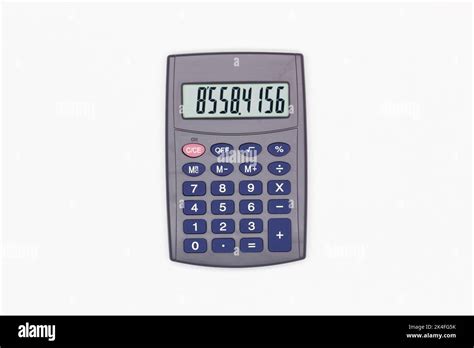 Calculator With Blue Buttons With Numbers On The Digital Screen On A