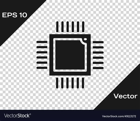 Black Computer Processor With Microcircuits Cpu Vector Image
