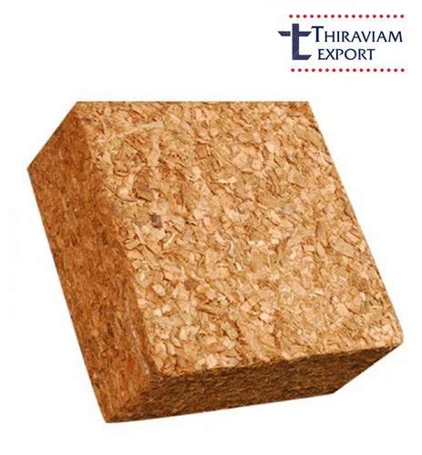 Natural Brown Colour Compressed Coco Chip Block Packaging Type Naked Shrink Wrapped Packaging