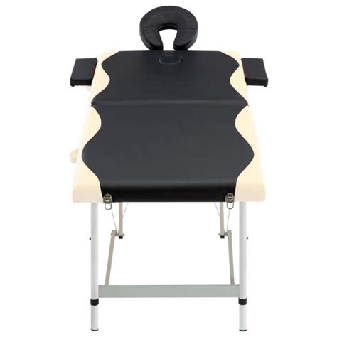 Table De Massage Pliable 2 Zones Aluminium Noir Et Beige