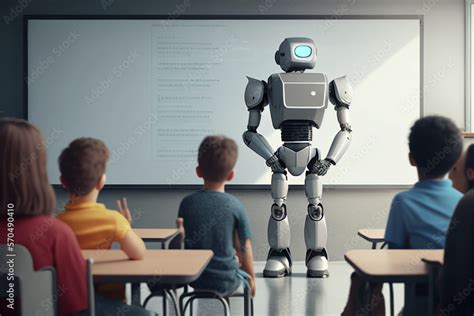 Ai Artificial Intelligence Robot Teaching People For School Education