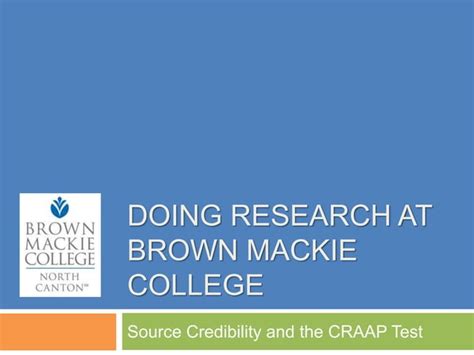 Source Credibility And The CRAAP Test PPTX