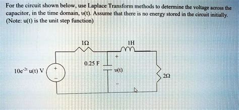 Solved For The Circuit Shown Below Use Laplace Transform Methods To