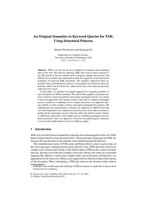 pdf an original semantics to keyword queries for xml using structural patterns