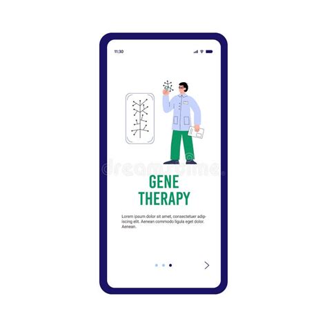 Gene Therapy Onboarding Mobile App Screen Flat Cartoon Vector