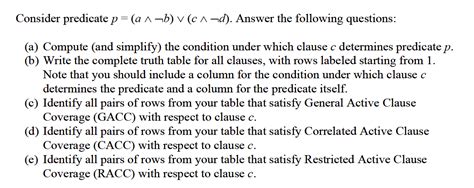 Solved Consider Predicate P A 6 Vc—d Answer The