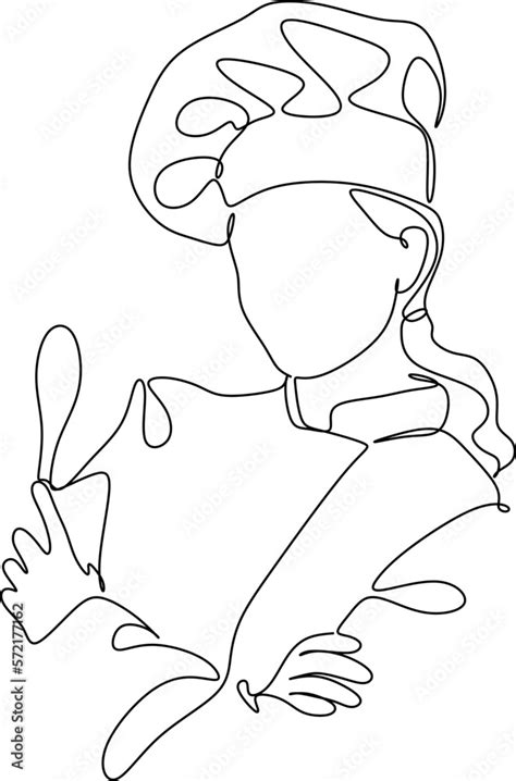 Continuous Line Drawing Of Chef Chef Hats Isolated On White Background