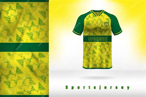 노란색과 녹색 색상 조합 스포츠 저지 템플릿 디자인 프리미엄 벡터