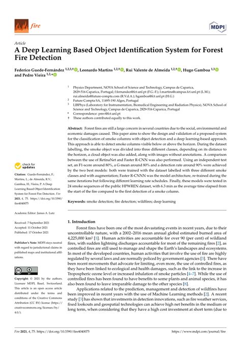 Pdf A Deep Learning Based Object Identification System For Forest Fire Detection