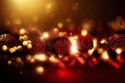 Red And Golden Glittering With Bokeh Lights Abstract Backgrounds Stock Illustration