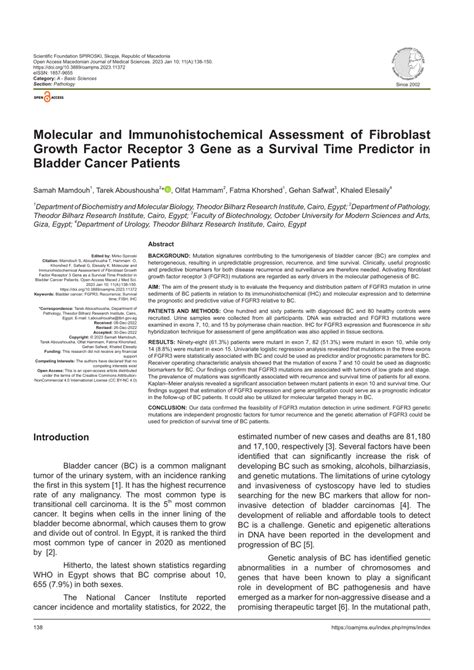 Pdf Molecular And Immunohistochemical Assessment Of Fibroblast Growth