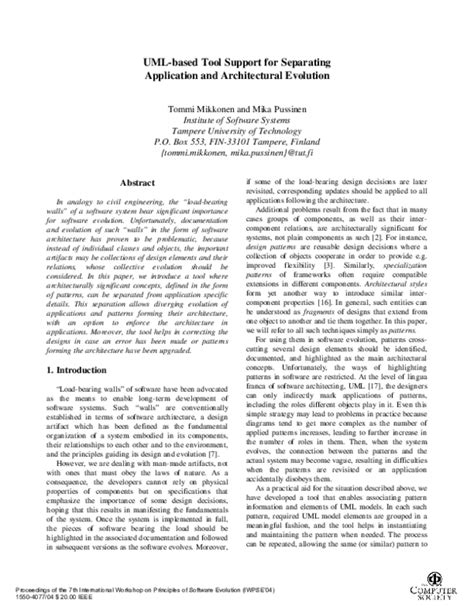 pdf uml based tool support for separating application and