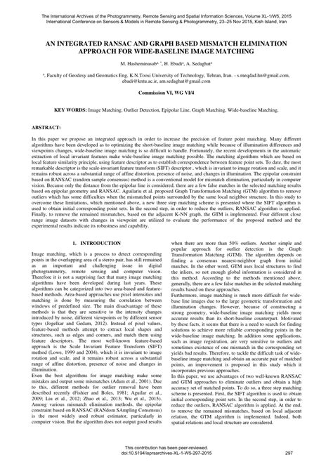 Pdf An Integrated Ransac And Graph Based Mismatch Elimination