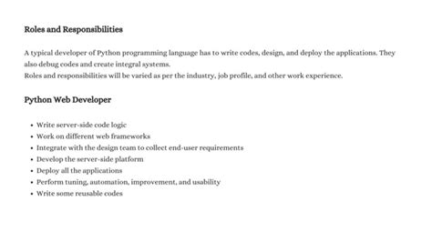 Python Developer Roles And Responsibilities And Career Path Pdf