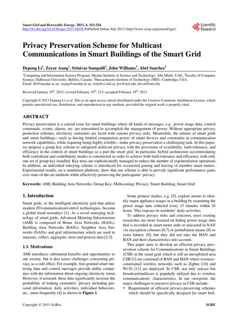 Pdf Privacy Preservation Scheme For Multicast Communications In Smart