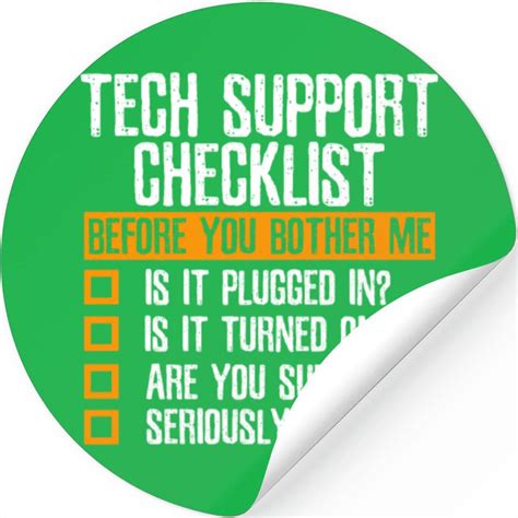 Sarcastic Tech Support Checklist Sold By Ferdinanda Patient SKU Printerval